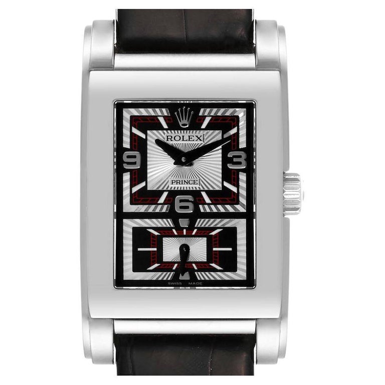 Rolex Cellini Prince Black Dial 18K White Gold Mens Watch 5443 Box Card ...