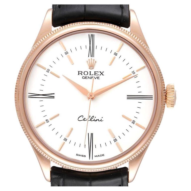 Rolex Cellini Time White Dial Everose Gold Mens Watch 50505 Box Card ...