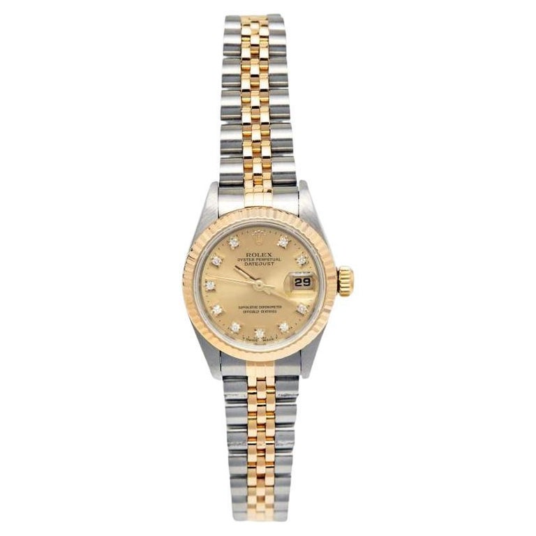 Rolex Champagne 18K Yellow Stainless Steel Diamond Datejust 69173 Women ...