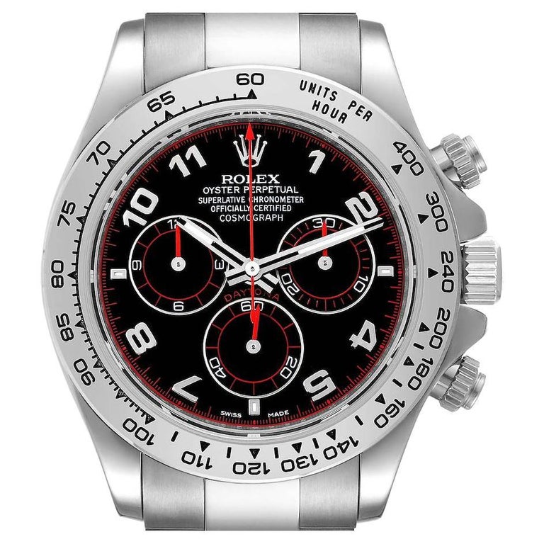 Rolex Cosmograph Daytona 18K White Gold Black Dial Mens Watch 116509 at ...