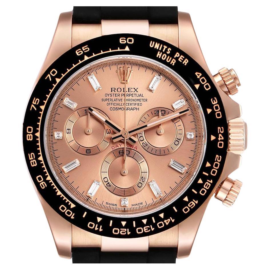 Rolex Cosmograph Daytona Everose Gold Black Dial Diamond Wristwatch For ...