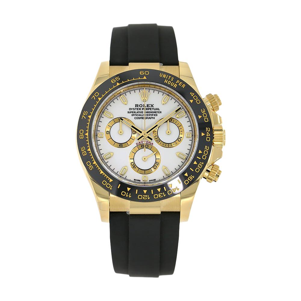 Rolex Cosmograph Daytona Yellow Gold White Dial Oysterflex Watch ...