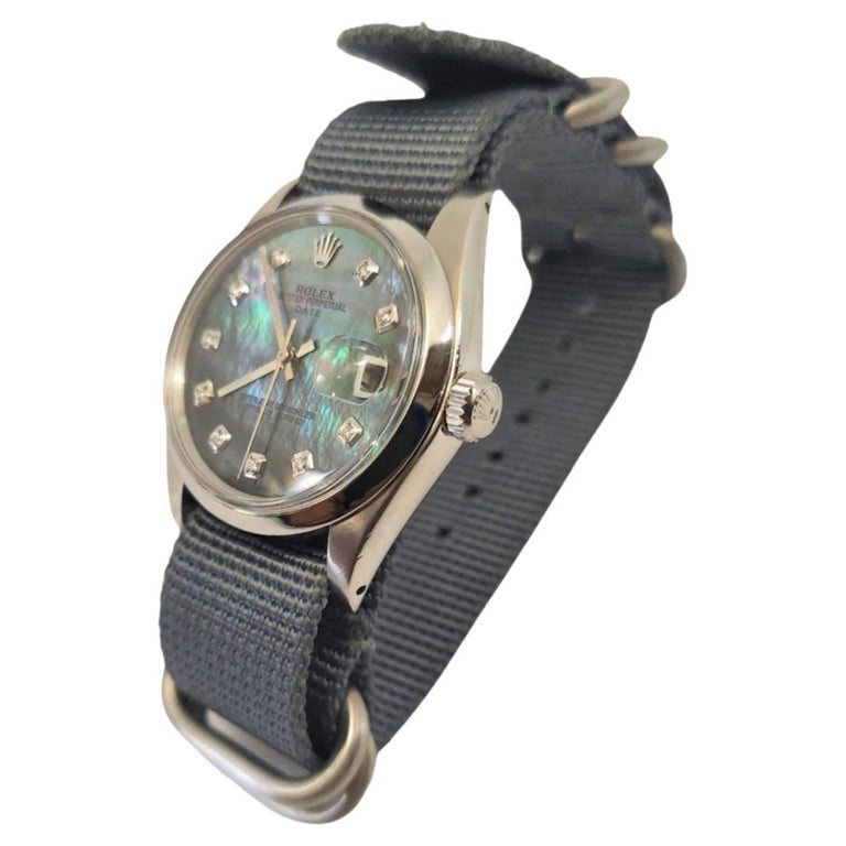 Rolex Date 1500 MOP on Strap For Sale at 1stDibs
