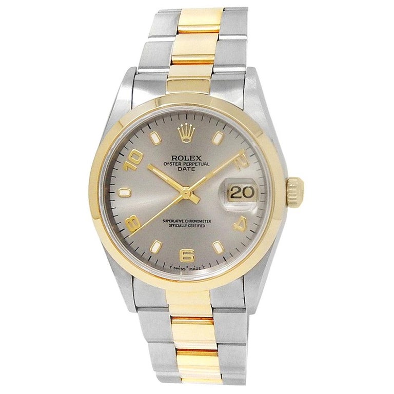 Rolex Date 15203, Grey Dial, Certified and Warranty at 1stDibs