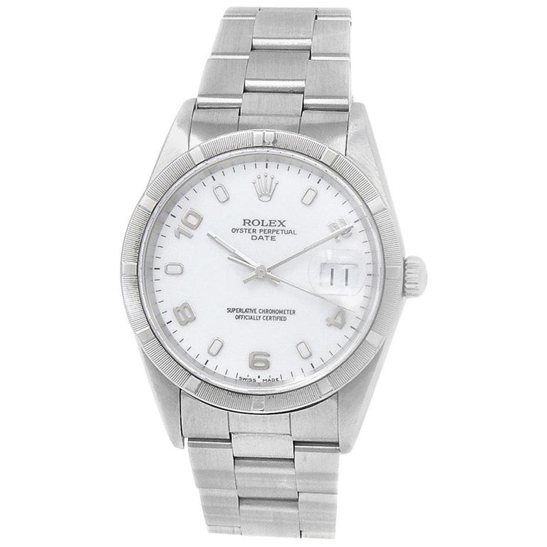 Rolex Date 15210, White Dial, Certified and Warranty at 1stDibs