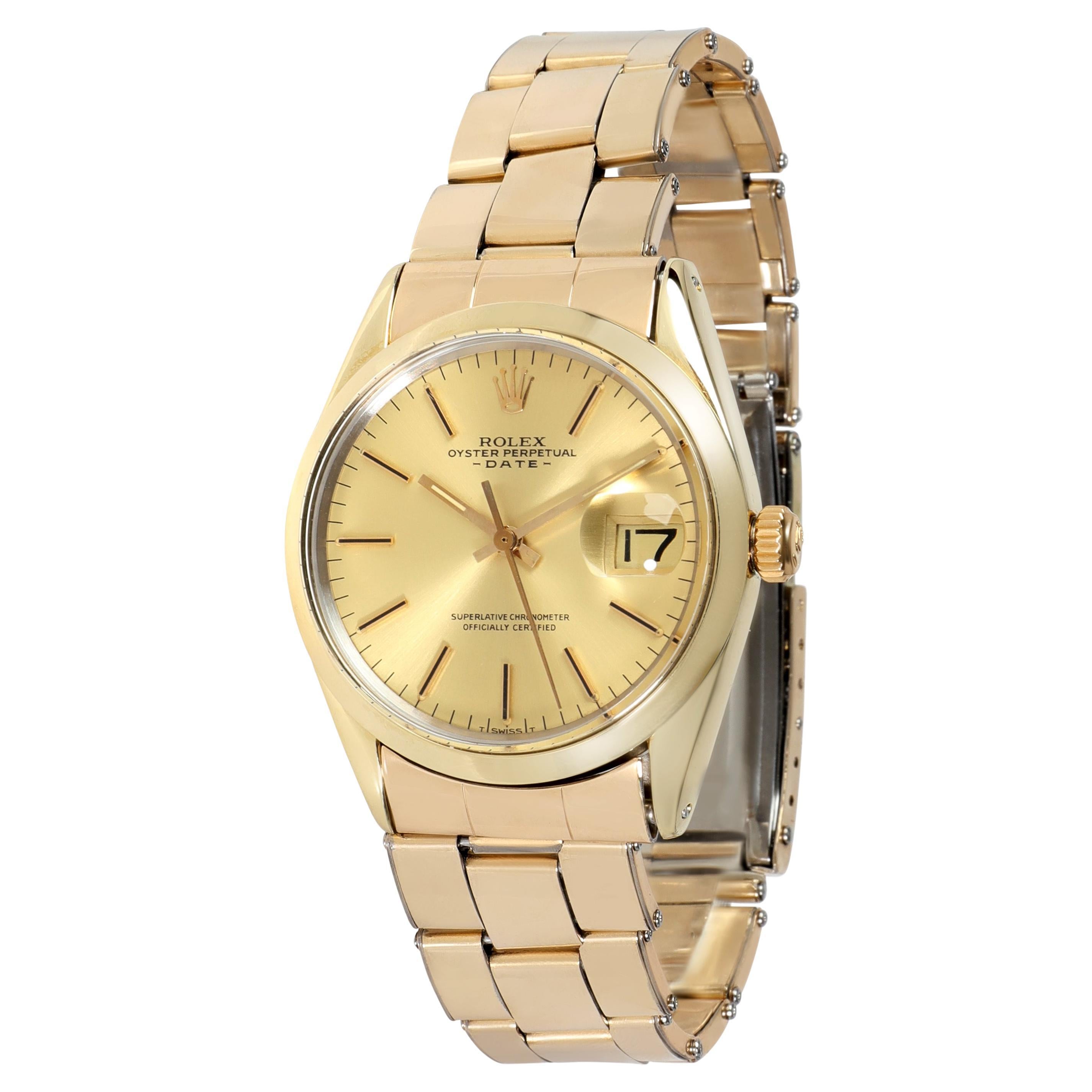 Rolex Date Men's 14 Karat Yellow Gold Vintage Men’s Watch 15037 For ...