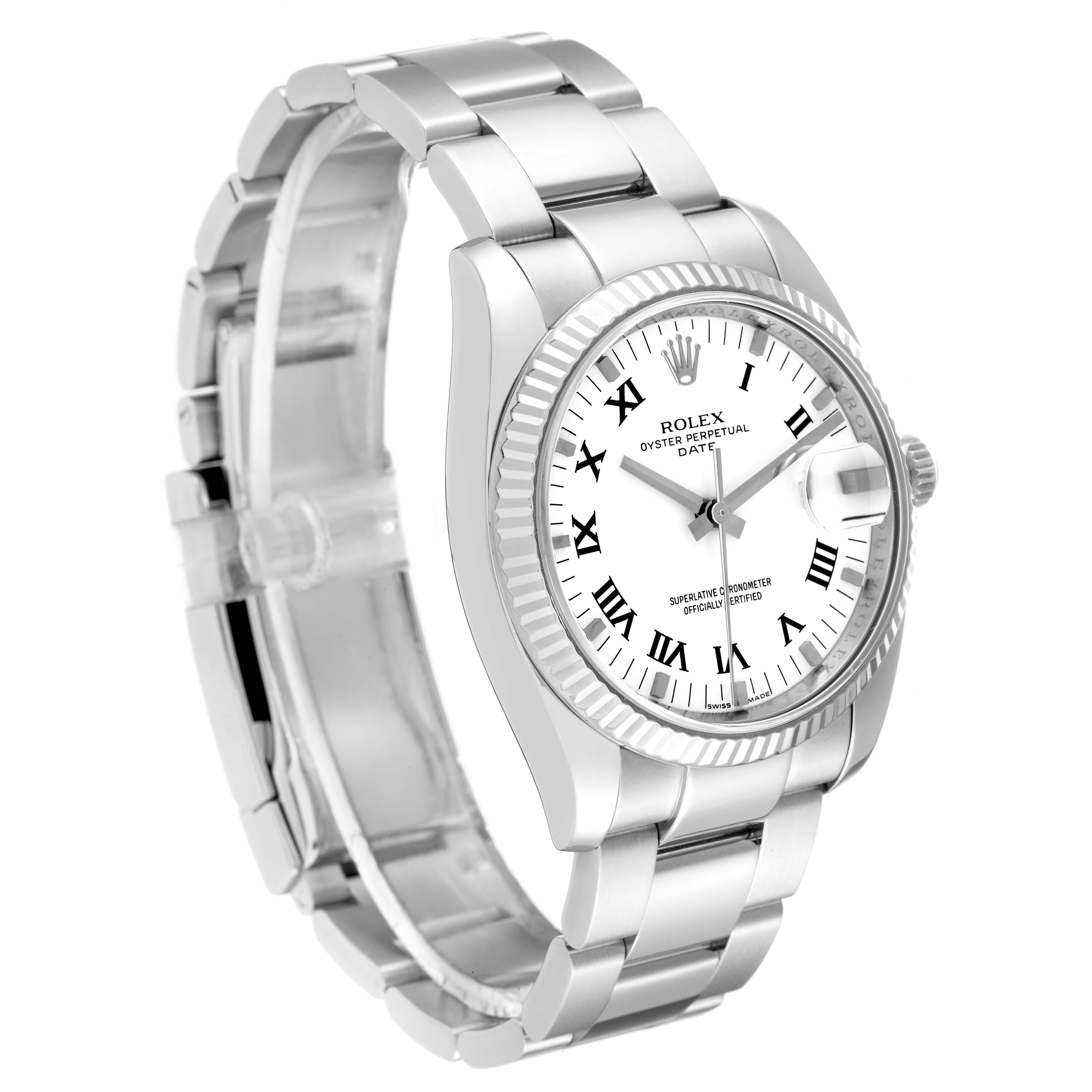 Rolex Date 34 Steel White Gold Roman Dial Mens Watch 115234 For Sale at ...