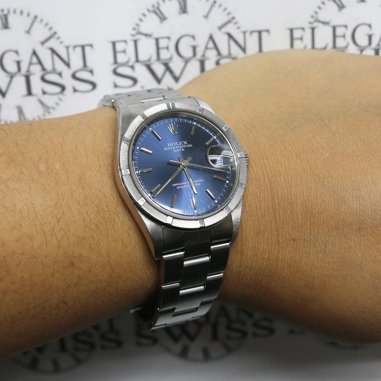 Rolex Date Blue Index Dial Automatic Stainless Steel Oyster Watch 15210 ...