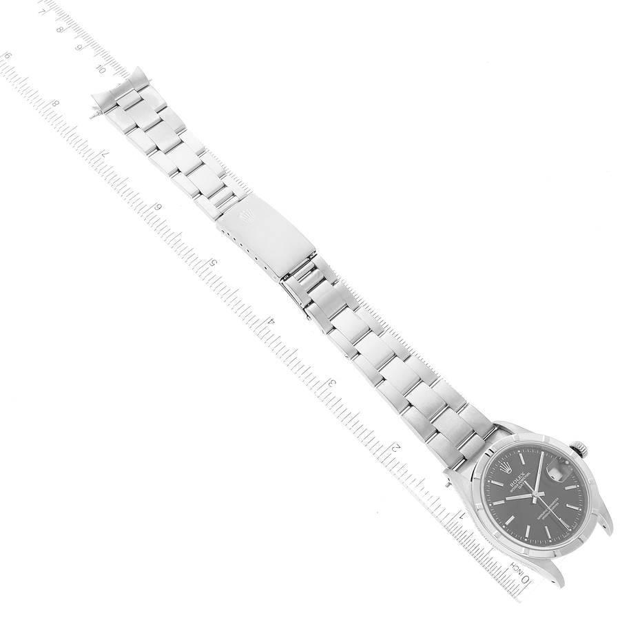 Rolex Date Black Dial Engine Turned Bezel Steel Mens Watch 15210 For ...