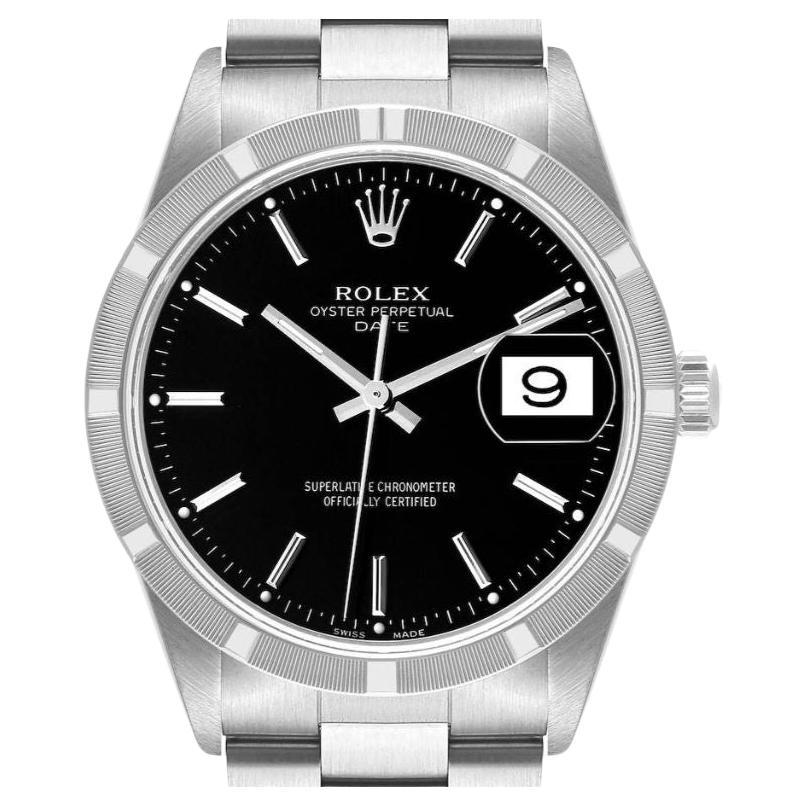 Rolex Oyster Perpetual Engine Turned Bezel Steel Vintage Mens Watch ...