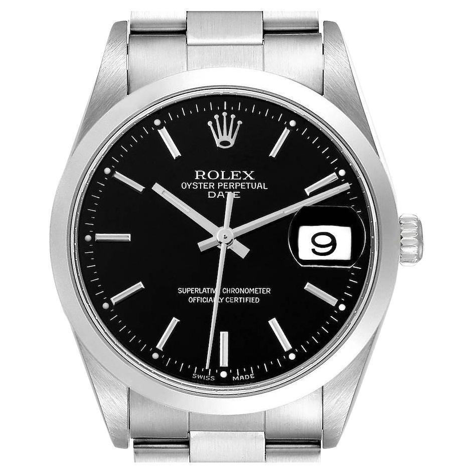 Rolex Date Black Dial Oyster Bracelet Steel Men's Watch 15200 For Sale ...