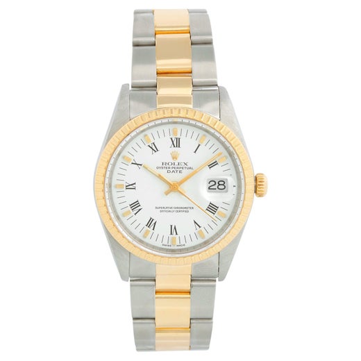 Rolex Steel Oyster Perpetual Date with Custom Made Navy Blue Dial circa ...