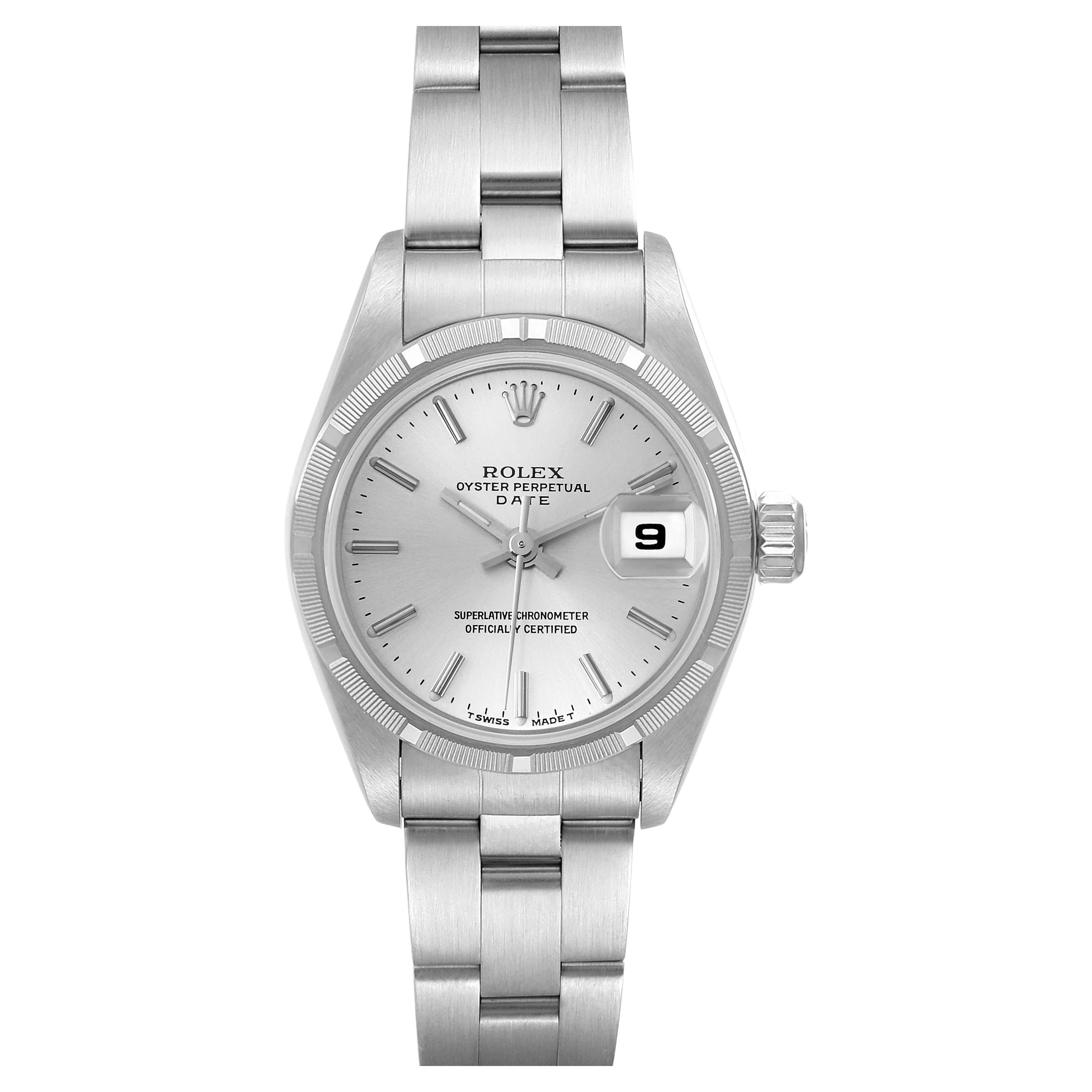Rolex Oyster Perpetual Silver Dial Steel Ladies Watch 67230 Box Papers ...