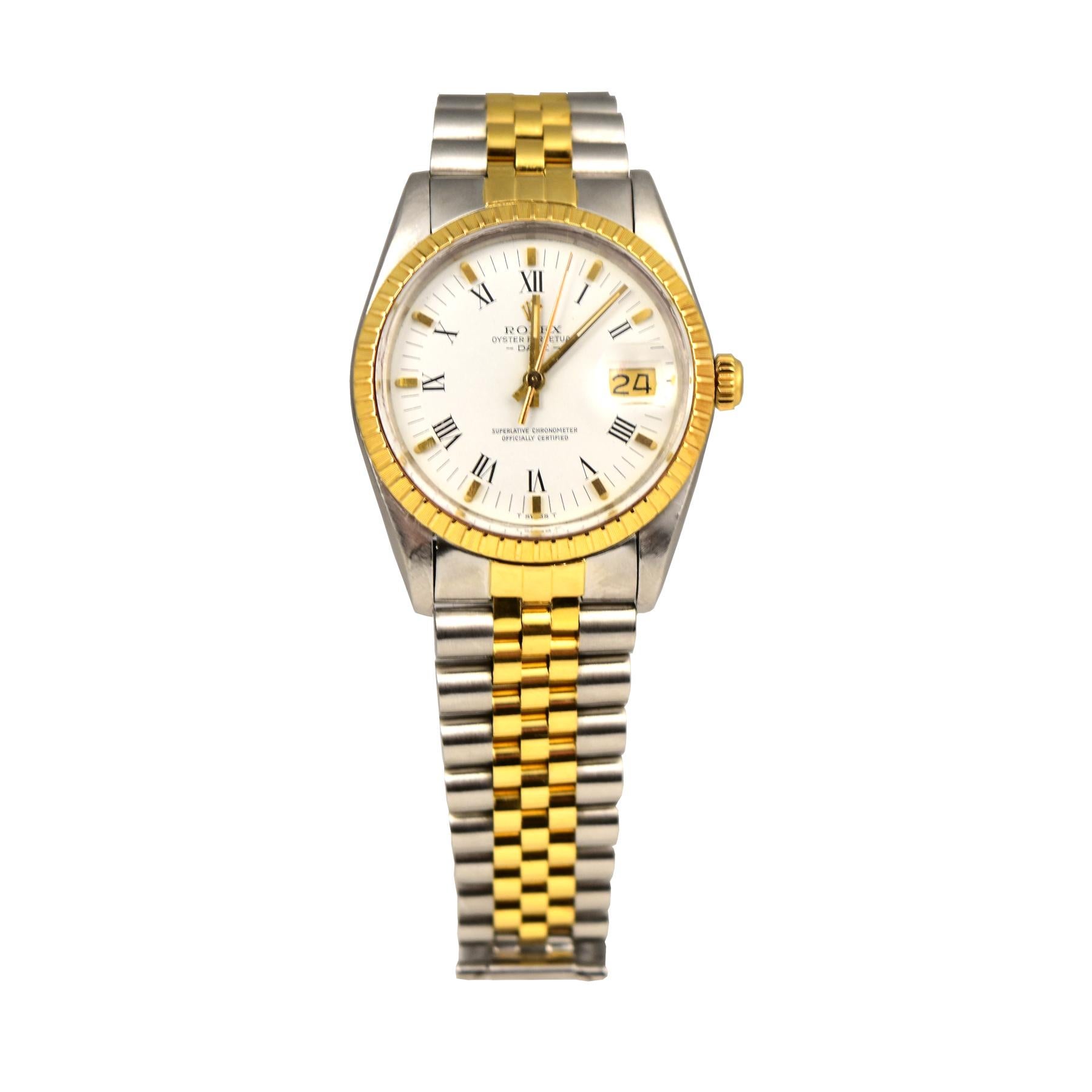 Rolex Date Ref. 15053 Two Tone 18k Yellow Gold and Stainless Steel For ...