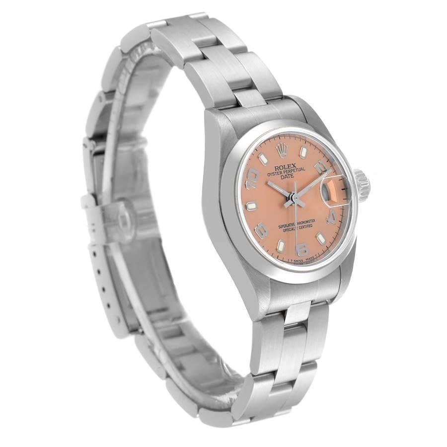 Rolex Date Salmon Dial Oyster Bracelet Steel Ladies Watch 69160 For ...