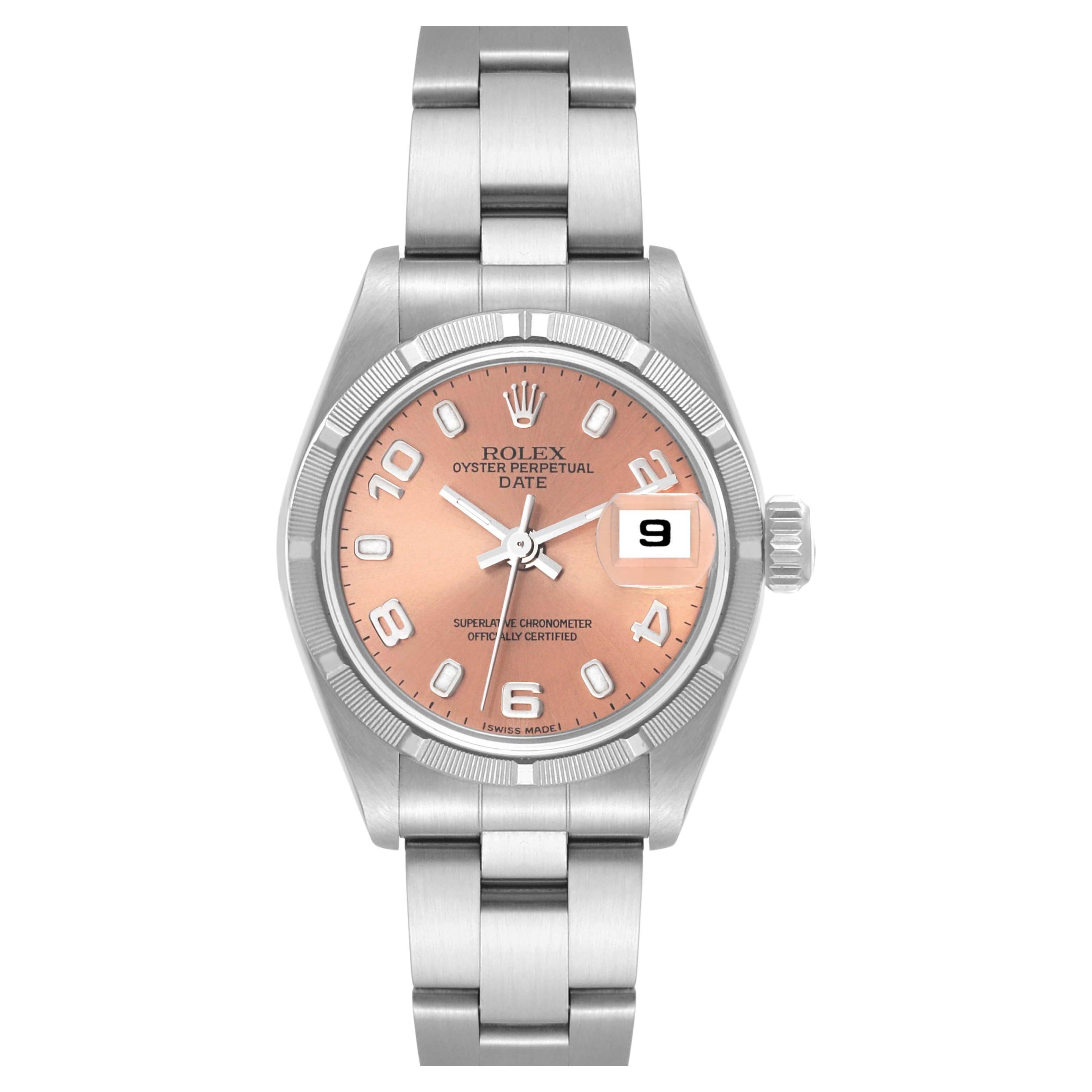 Rolex Date Salmon Dial Oyster Bracelet Steel Ladies Watch 79190 For ...