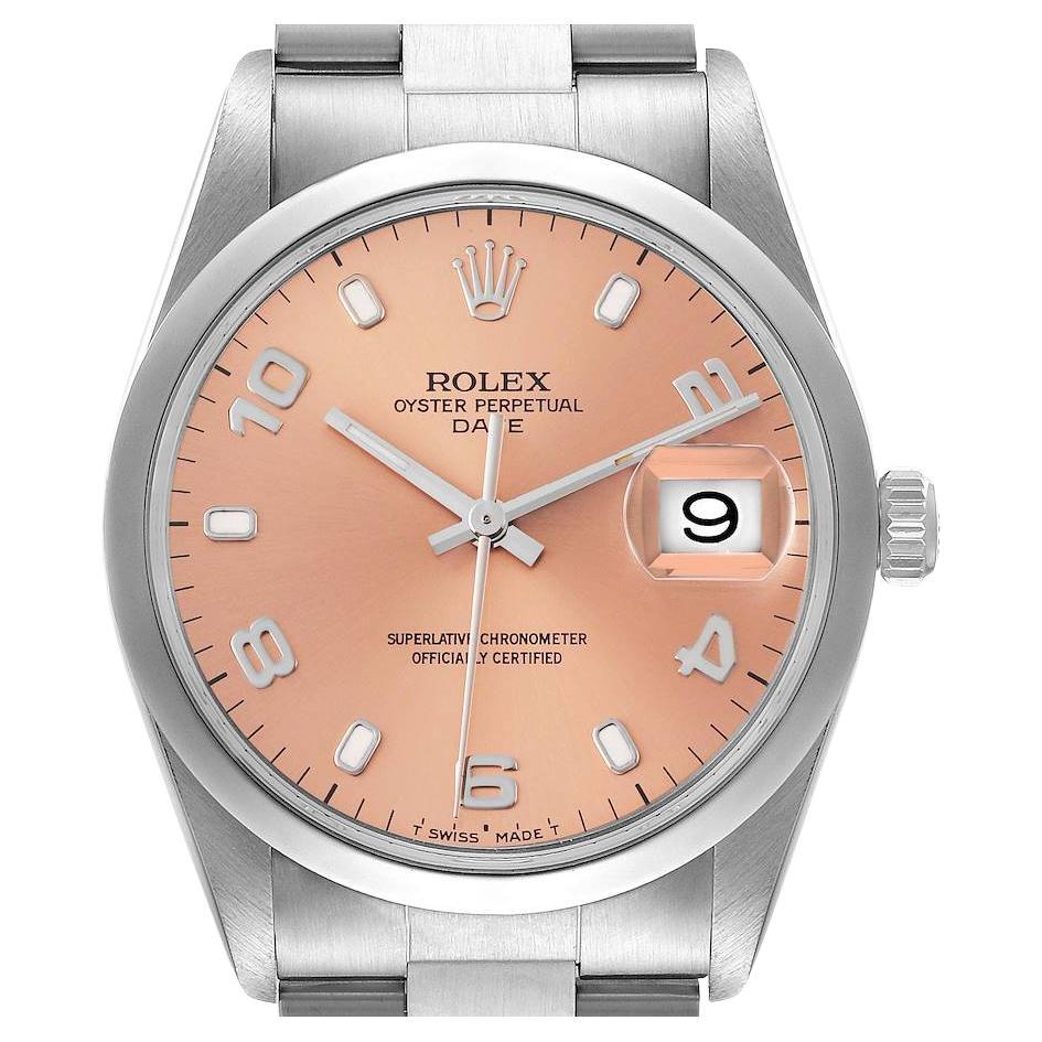 Rolex Date White Arabic Dial Steel Men's Watch 15200 Box For Sale at ...