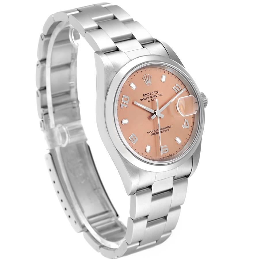 Rolex Date Salmon Dial Smooth Bezel Steel Mens Watch 15200 Box Papers ...