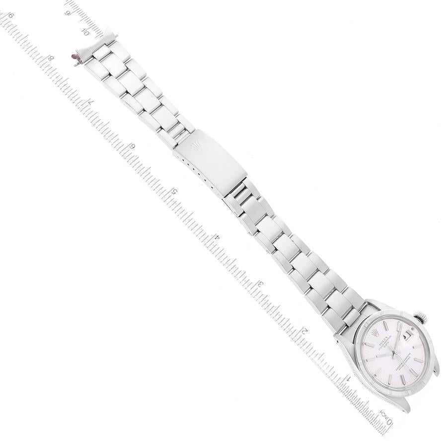 Rolex Date Silver Dial Engine Turned Bezel Vintage Steel Mens Watch ...