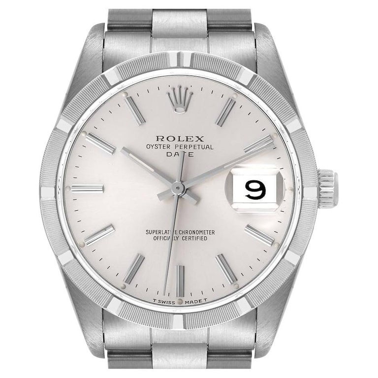 Rolex Date Silver Dial Oyster Bracelet Steel Mens Watch 15210 at 1stDibs