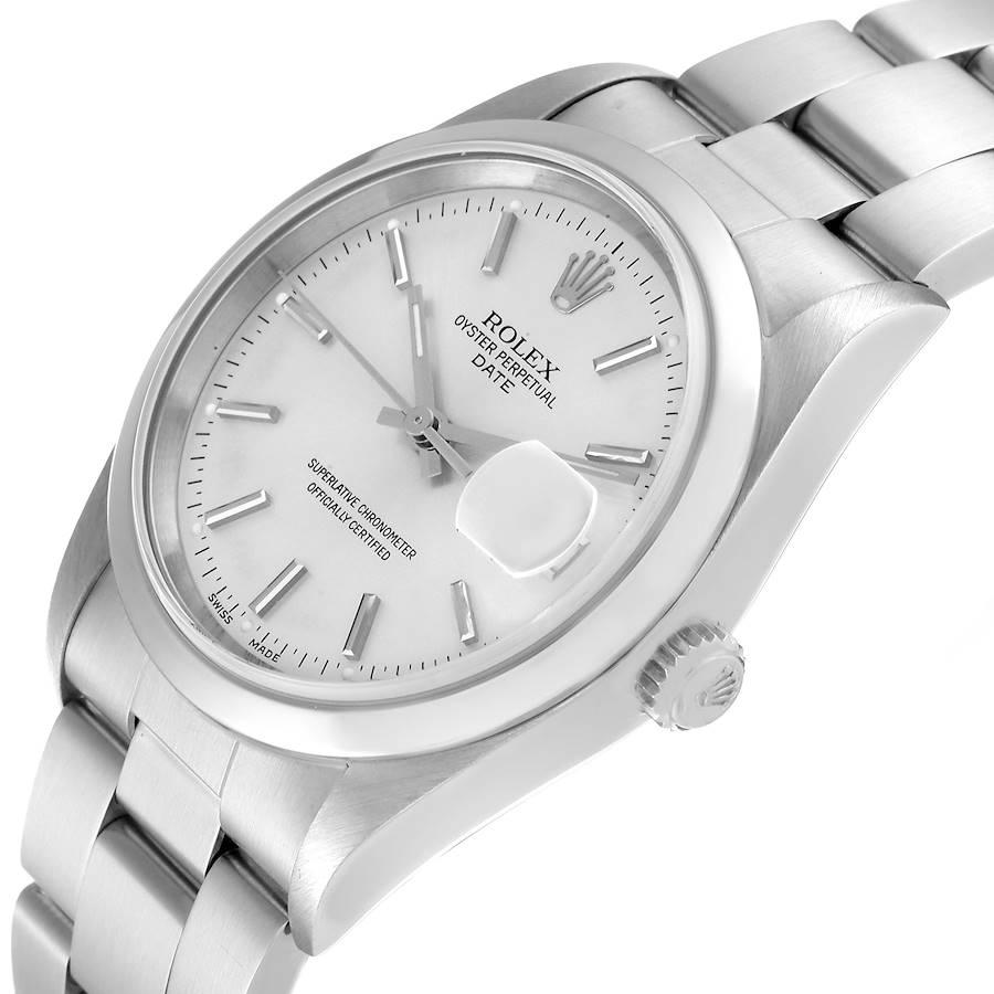 Rolex Date Silver Dial Smooth Bezel Automatic Steel Mens Watch 15200 at ...