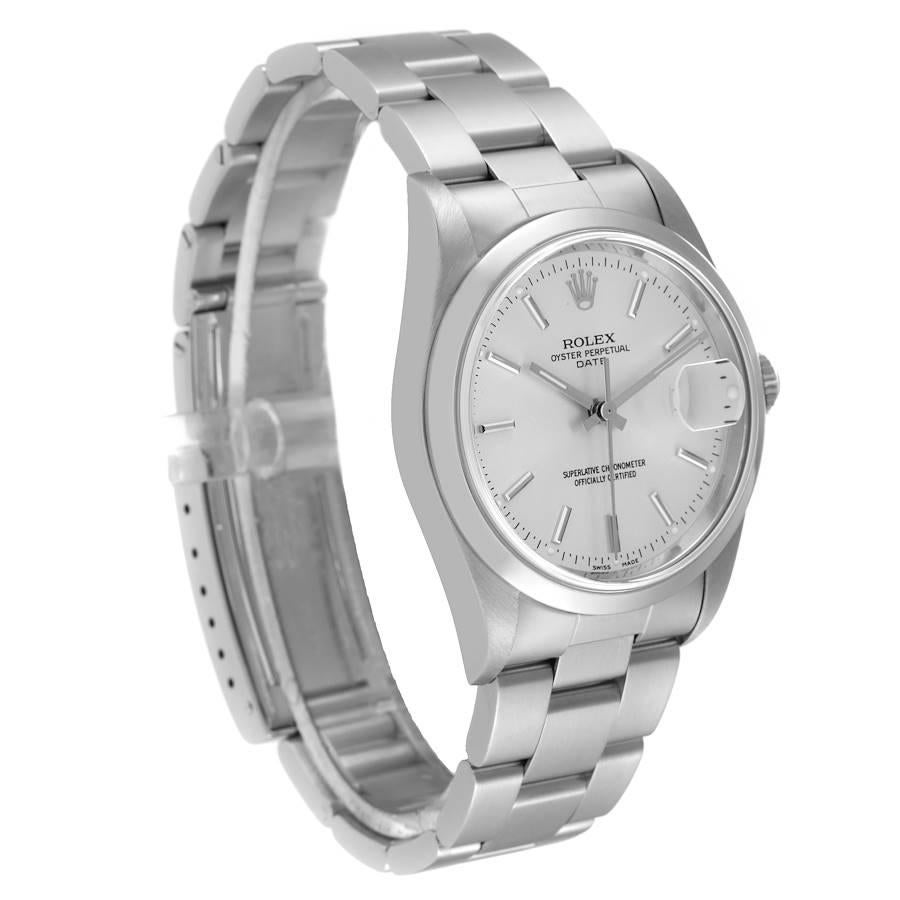 Rolex Date Silver Dial Smooth Bezel Steel Mens Watch 15200 Papers For ...