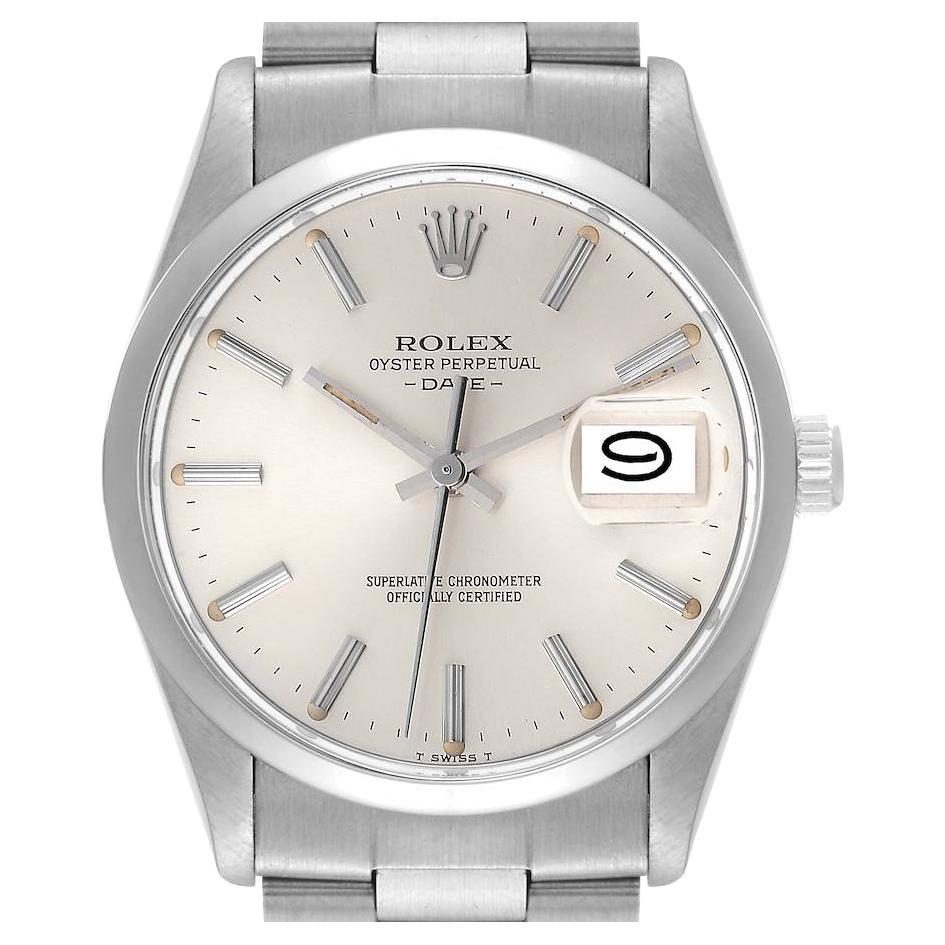 Rolex Date Stainless Steel Blue Baton Dial Mens Watch 115200 For Sale ...