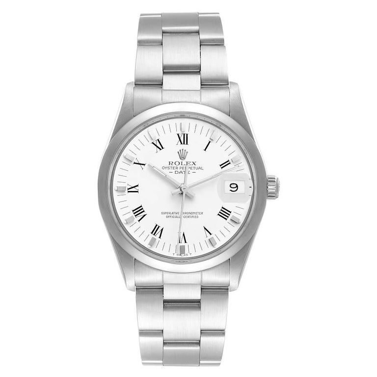 Rolex Date Stainless Steel White Dial Vintage Mens Watch 15000 For Sale ...