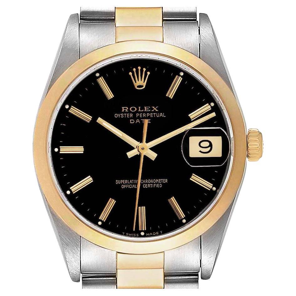 Rolex Stainless Steel Black Dial Date Automatic Wristwatch Ref 15203 at ...