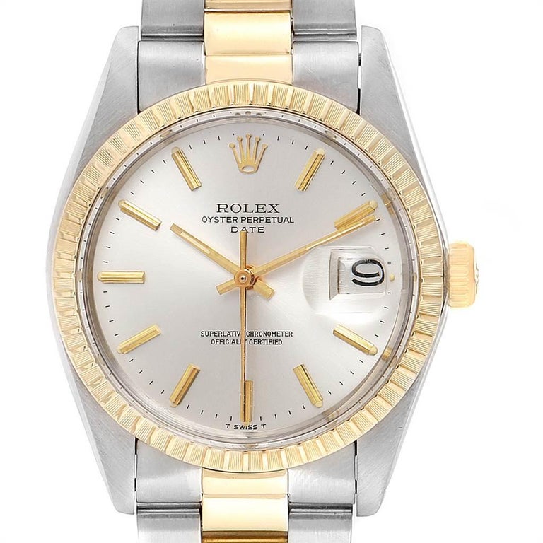 Rolex Date Steel Yellow Gold Oyster Bracelet Vintage Men's Watch 1505 ...