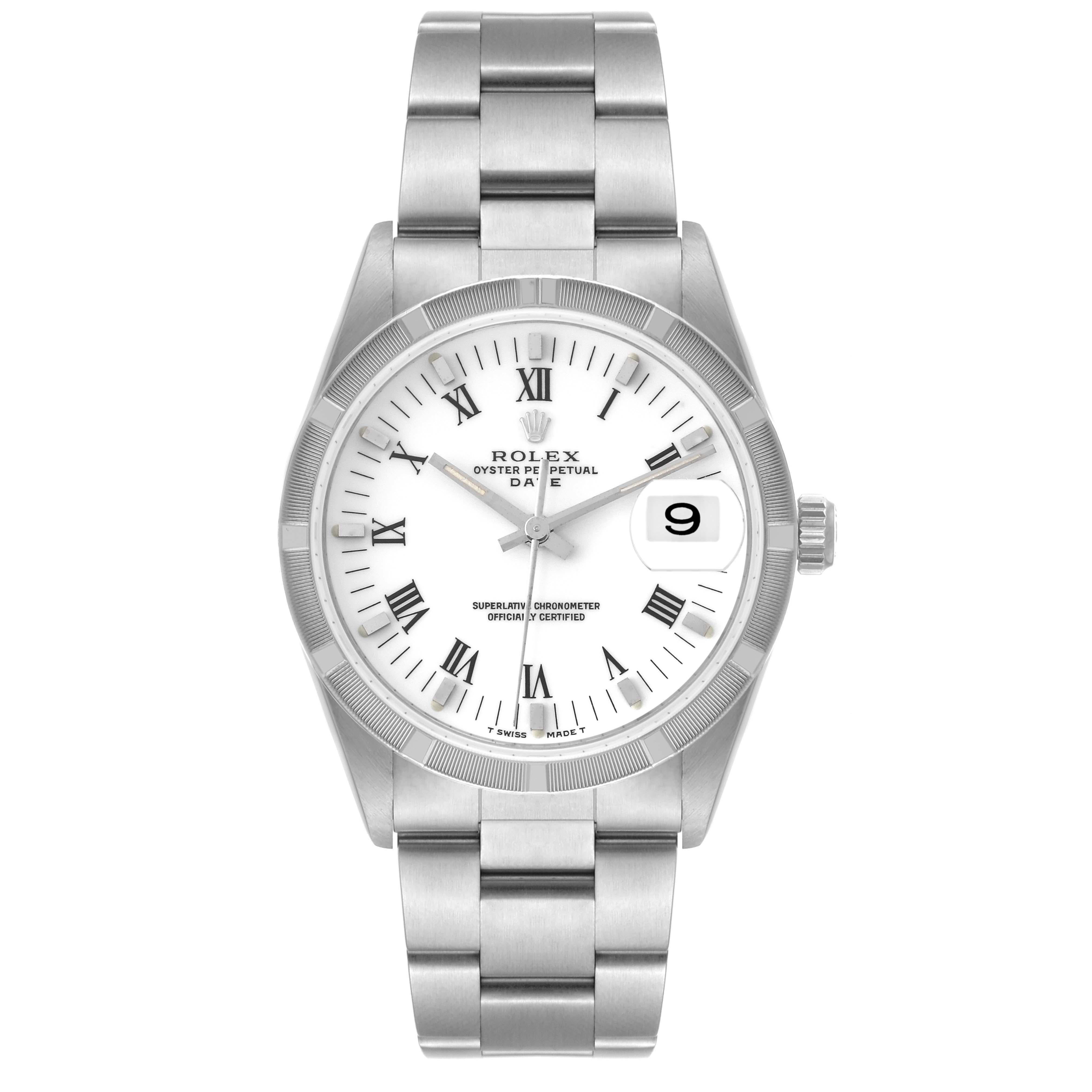 Rolex Date White Dial Oyster Bracelet Steel Mens Watch 15210 at 1stDibs ...