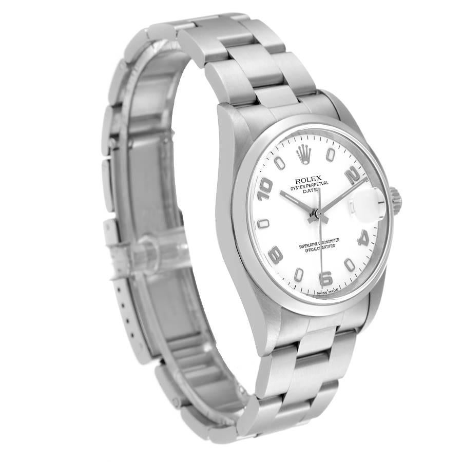Rolex Date White Dial Smooth Bezel Steel Mens Watch 15200 at 1stDibs ...