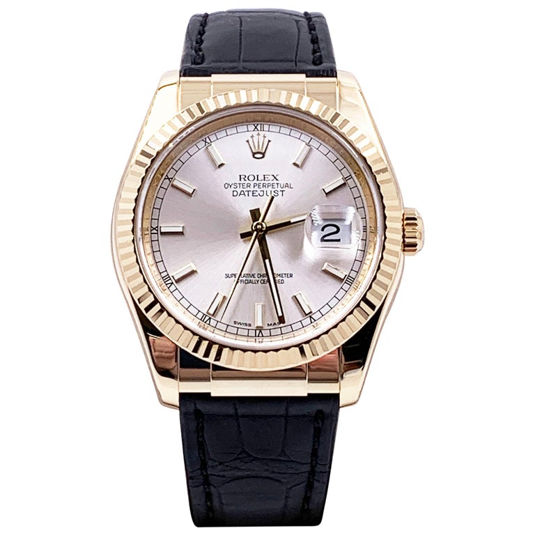 Rolex Datejust 116138 Silver Dial 18 Karat Yellow Gold Box Papers at ...