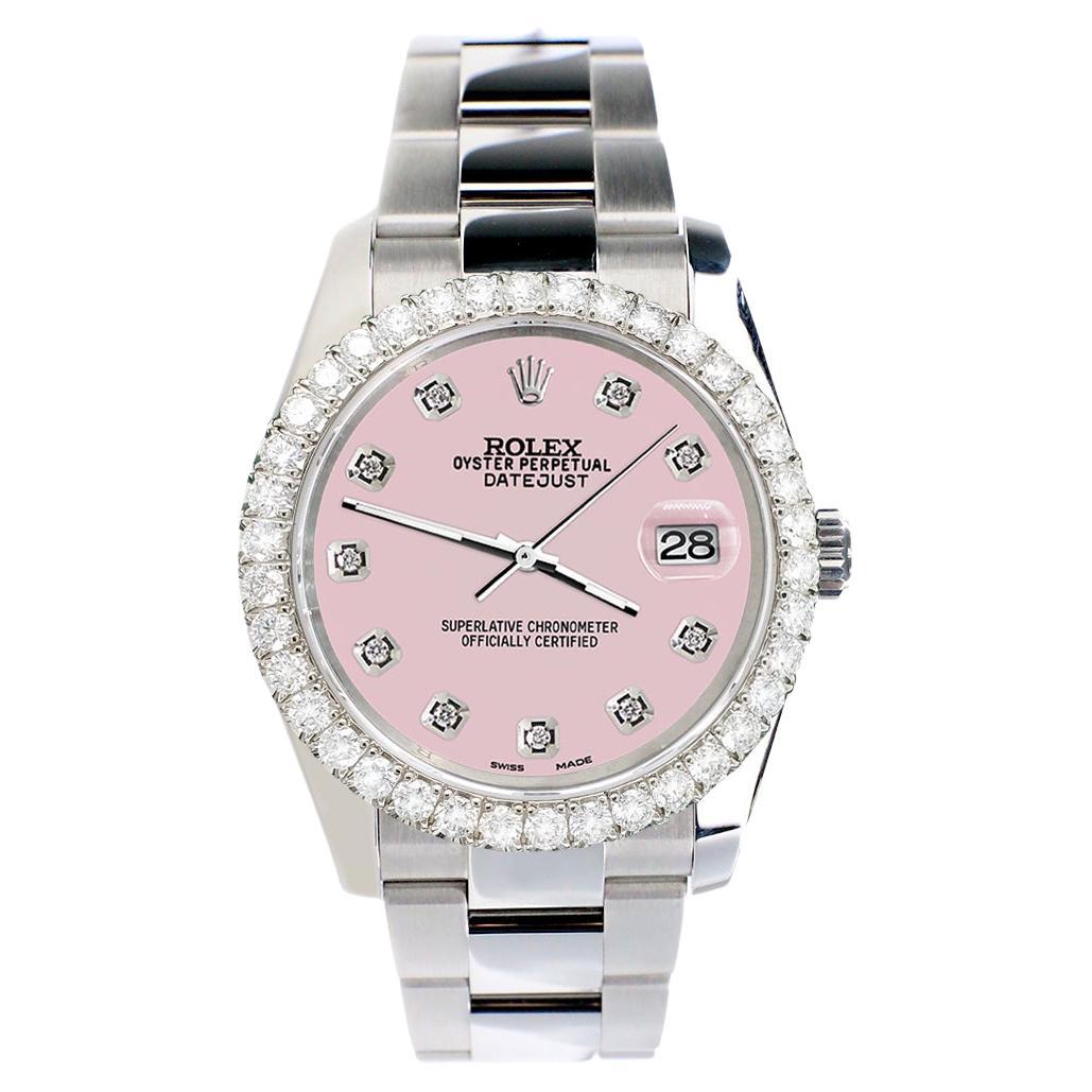 Rolex Datejust 116200 36mm 2.7ct Diamond Bezel/Ice Pink Diamond Dial ...