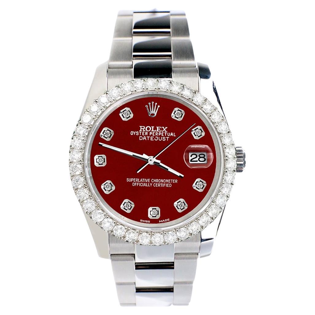 Rolex Datejust 116200 36mm 2.7ct Diamond Bezel/Imperial Red Diamond ...