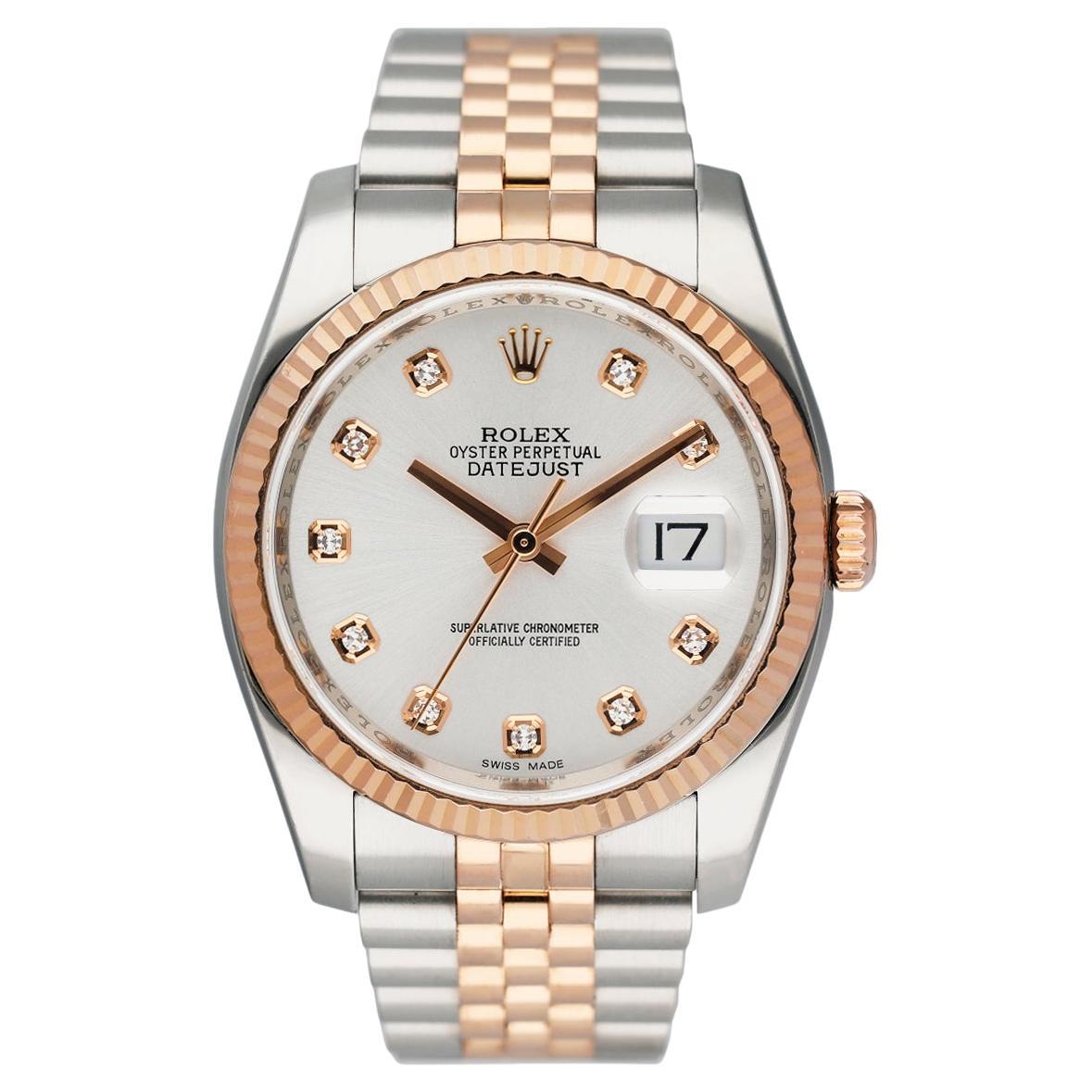 Rolex Datejust 36 Herrenuhr aus Stahl und Roségold mit schwarzem ...
