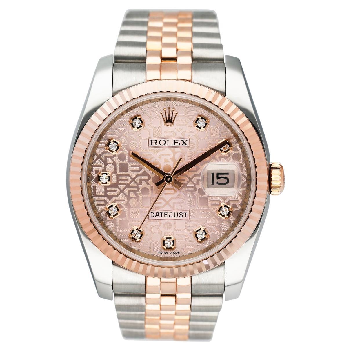 Rolex Datejust Steel Rose Gold Blue Diamond Dial Unisex Watch 116231 ...