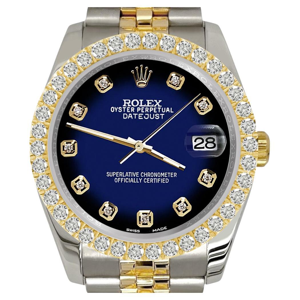 Rolex Datejust 116233 36mm 3.05CT Diamond Bezel/Aquamarine Blue Dial ...