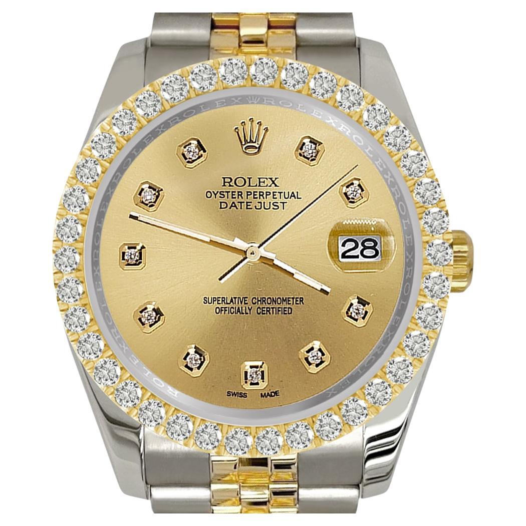 Rolex Datejust 116233 36mm 3.05CT Diamond Bezel/Champagne Dial Jubilee ...