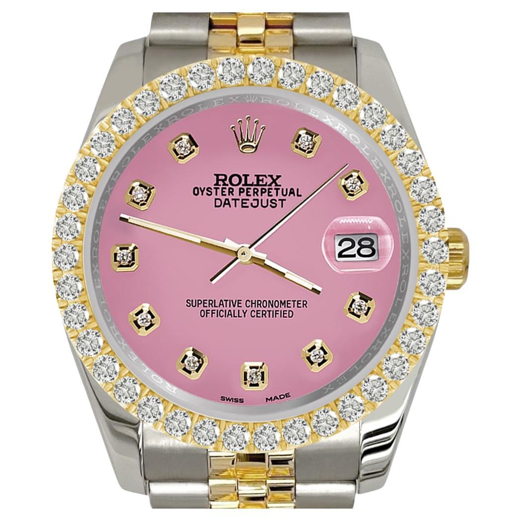 Rolex Datejust 116233 36mm 3.05CT Diamond Bezel/Hot Pink Dial Jubilee ...