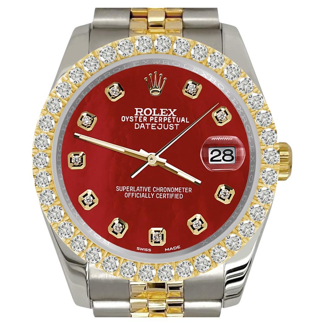 Rolex Datejust 116233 36mm 3.05CT Diamond Bezel/Imperial Red Dial ...