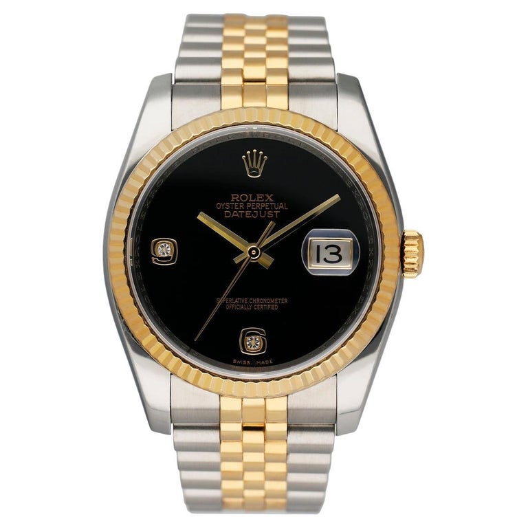 Rolex Datejust 116233 Black Onyx Dial Mens Watch at 1stDibs