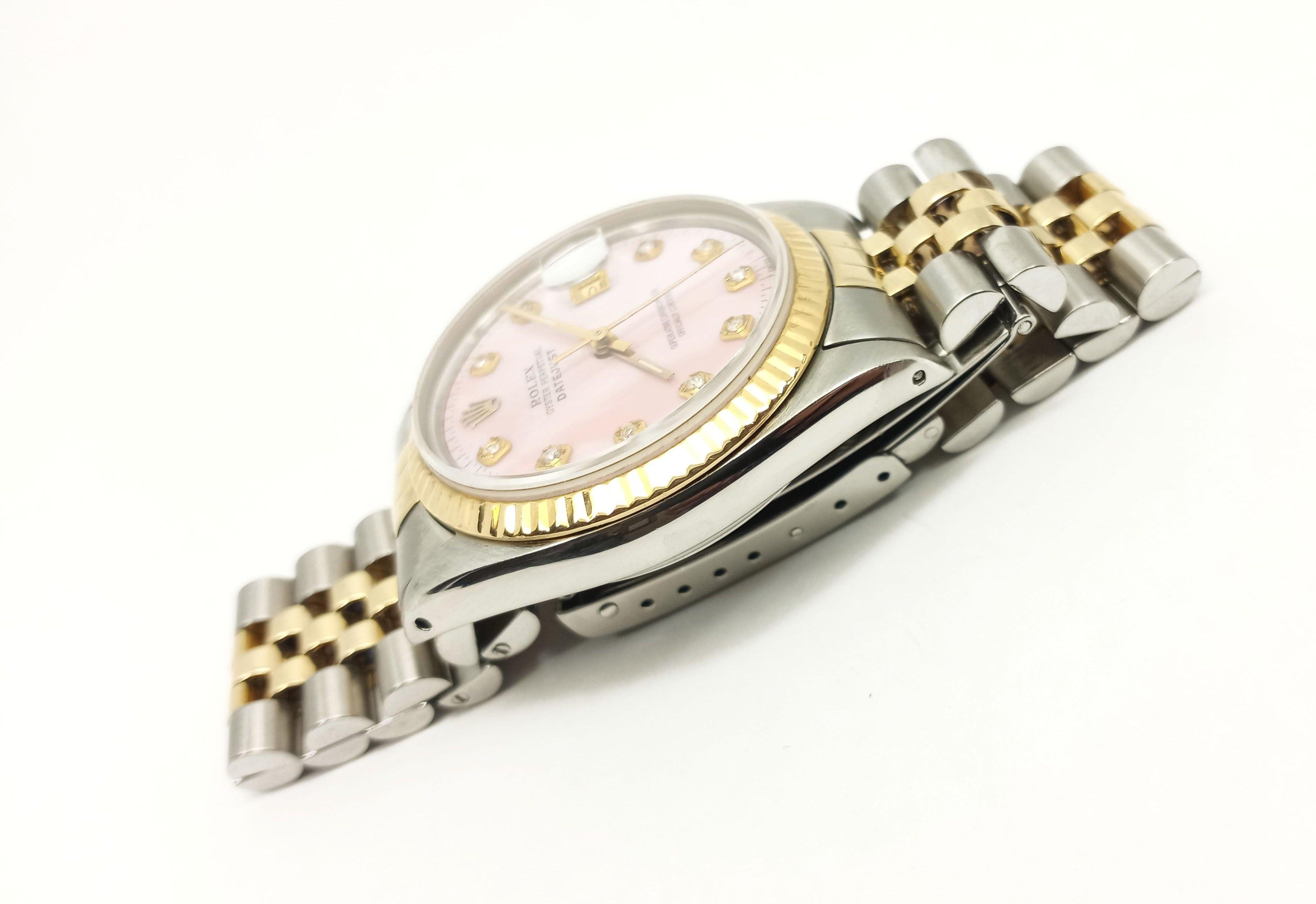 Rolex Datejust 16000 Pink Mother Of Pearl Diamond Two-tone Jubilee For ...