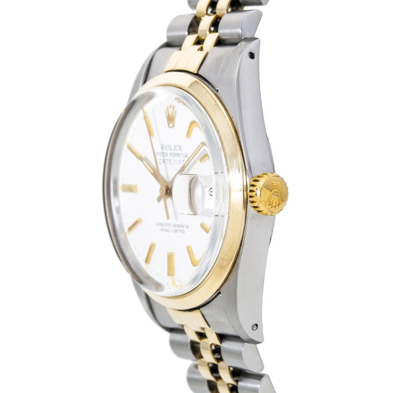 Rolex Datejust 16003 Vintage Rare White Men's Automatic Watch Two-Tone ...