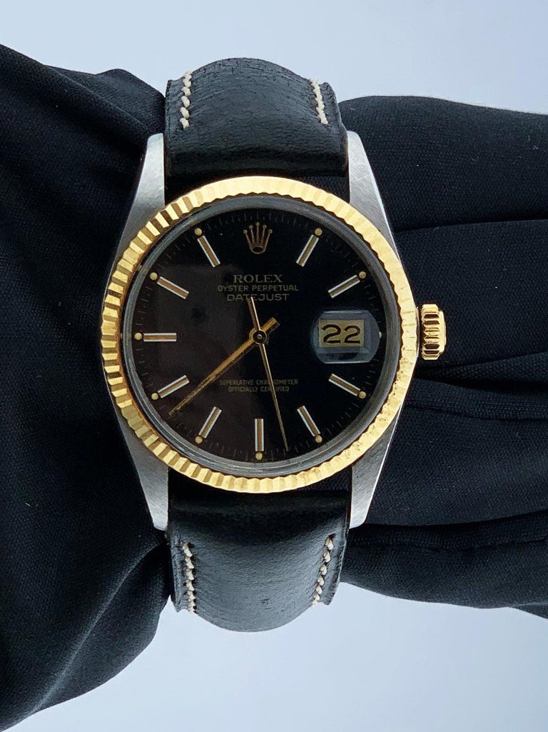Rolex Datejust 16013 Black Dial Mens Watch at 1stDibs