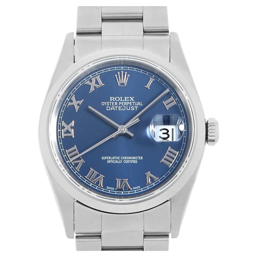 Rolex Datejust 16200 Blue Roman, U Series, Oyster Bracelet, Men's Used ...