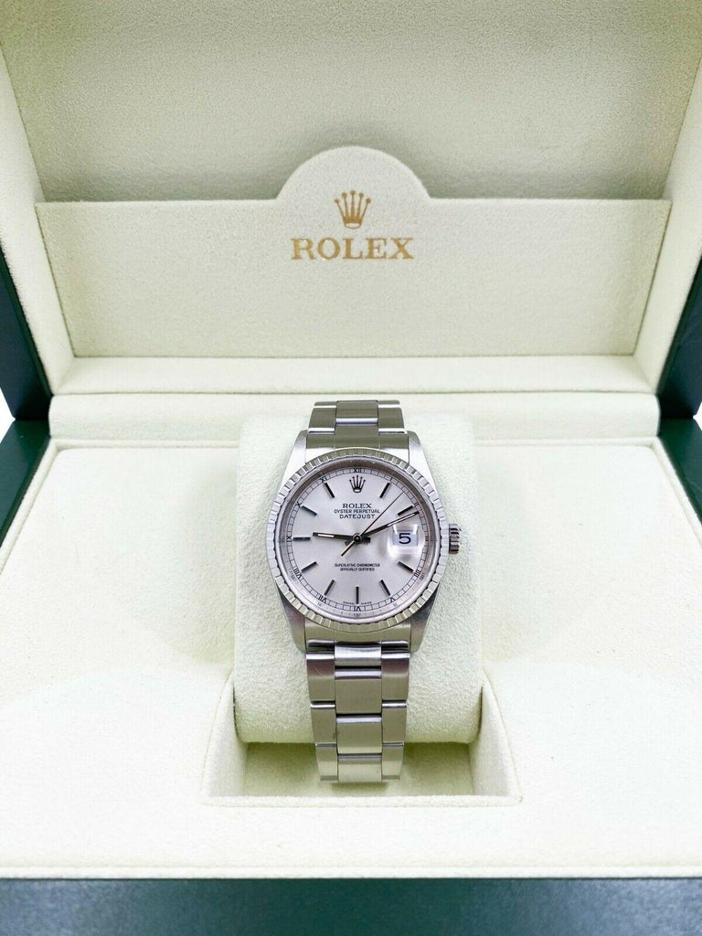 Rolex Datejust 16220 Silver Dial Stainless Steel 2002 For Sale at 1stDibs