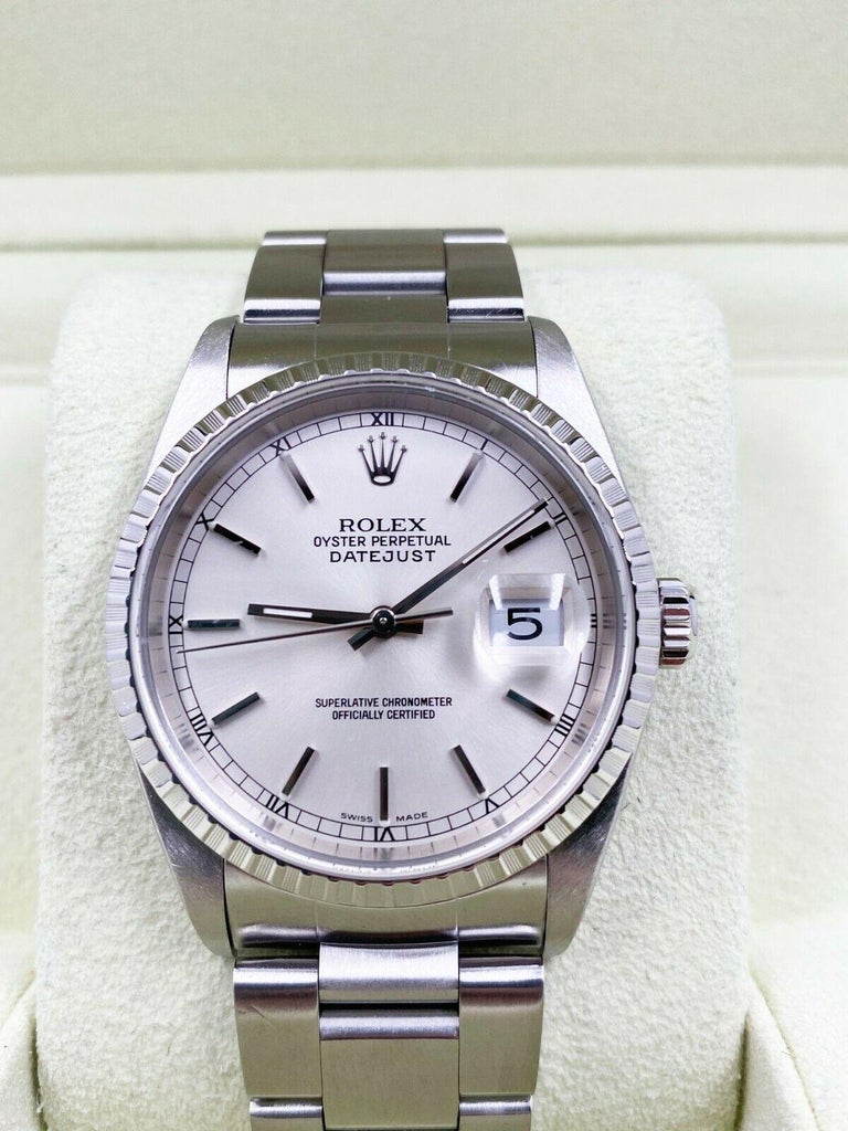 Rolex Datejust 16220 Silver Dial Stainless Steel 2002 For Sale at 1stDibs