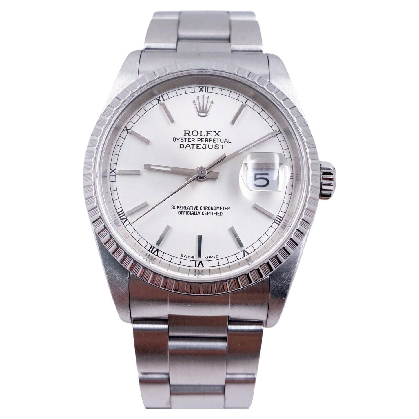 Rolex Datejust 16220 Silver Dial Stainless Steel 2002 For Sale at 1stDibs