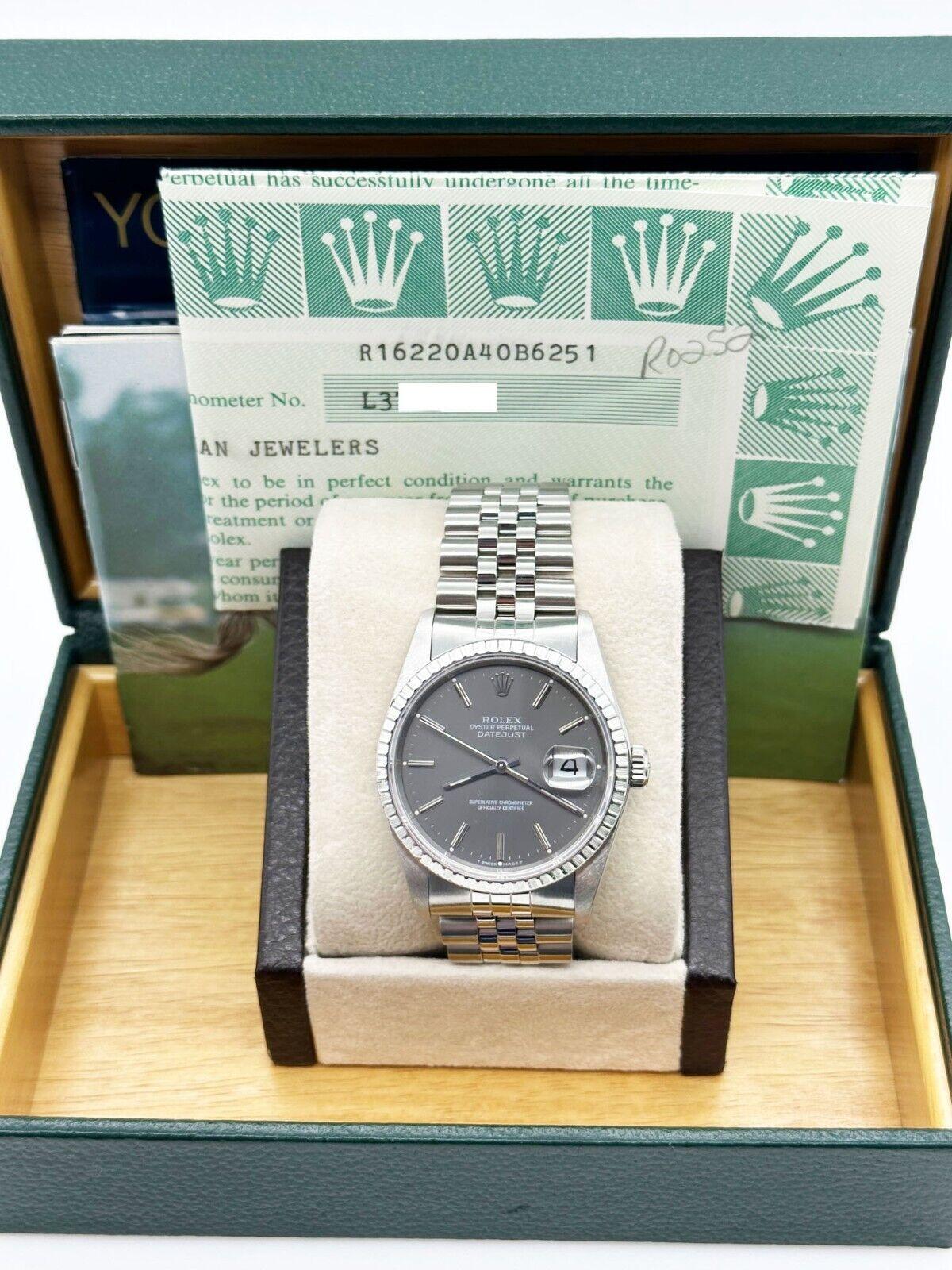 Rolex Datejust 16220 Stainless Steel Box Paper For Sale at 1stDibs
